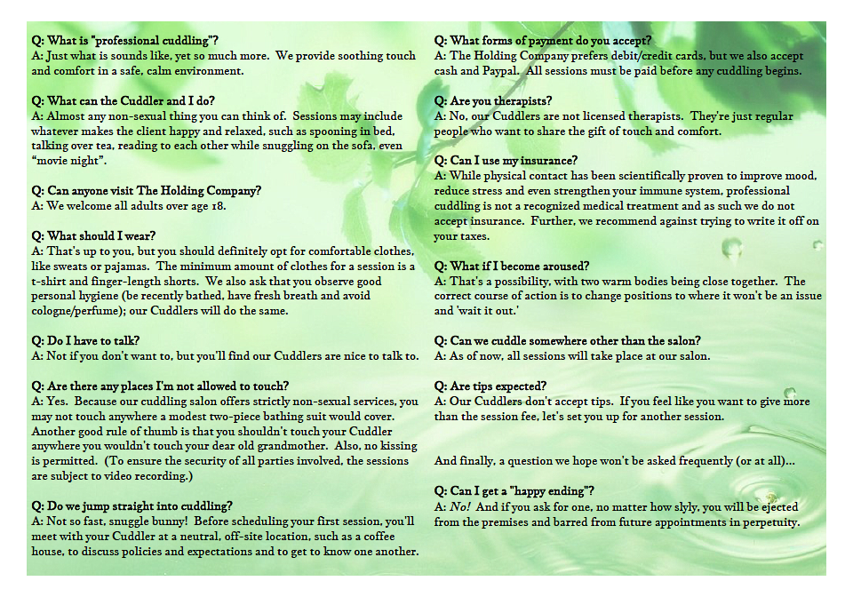 A Professional Cuddling Salon for RVA | Indiegogo