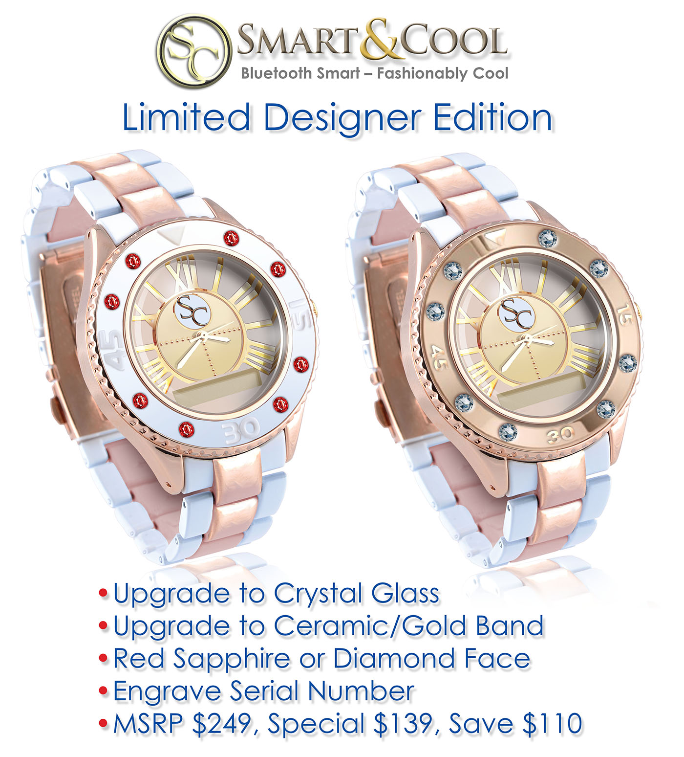 First Womens Bluetooth Quartz Smart Watch,$89 Looks Like a $7,000 ...