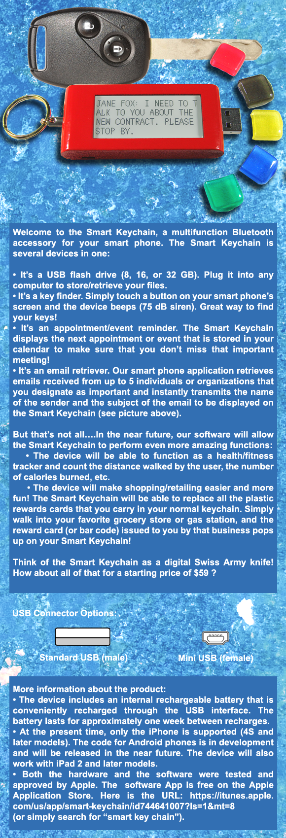 Smart Keychain: USB Memory, Key Finder, Calendar and Email Retriever ...